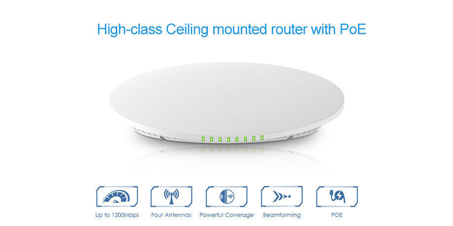 China High Power AC1200 Dual Band Wireless Ceiling WiFi AP/Router, CE ...