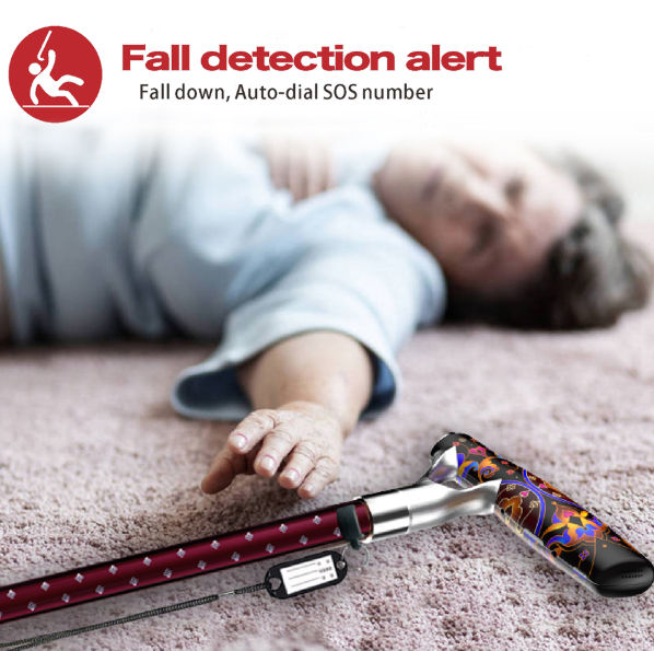 Smart walking stick, Smart cane 4G with Voice call Fall detection and ...