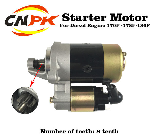 Starter Motor for Air Cooled Diesel Engine 170F/178F/186F, Starter ...