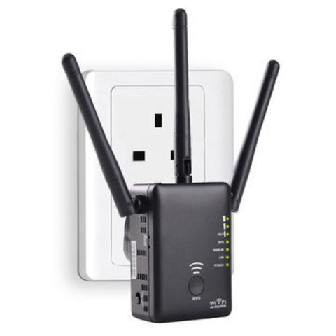 China AC750 dual band wireless repeater with 3X antennas integrated ...