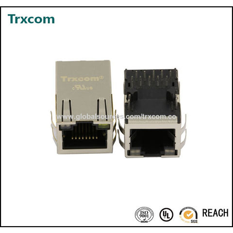 China RJ45 connector TRJ4012AHNL, with 10/100base-t integrated magnetic ...