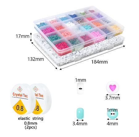 8800pcs seed beads mixed colors DIY bracelet making kit with letters ...