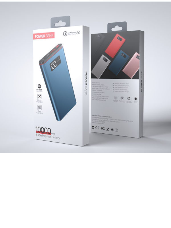 5V 2A Super Slim Power Bank 10000mAh Dual USB type C Charge Mobile ...