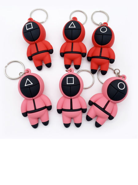 China Squid game keychain customizable cute 3d doll soft pvc plastic ...