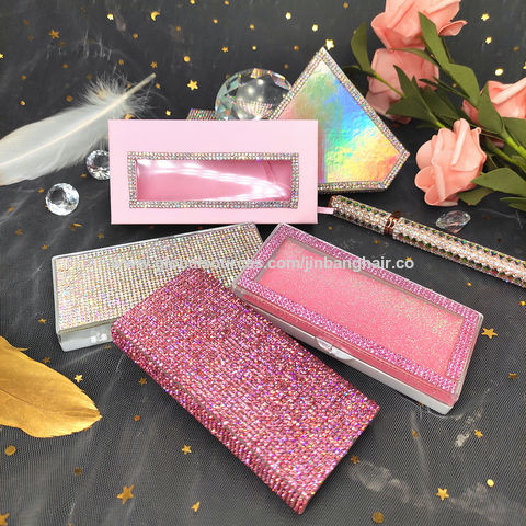 China Custom logo printed eyelash packaging box glitter pull out lash ...