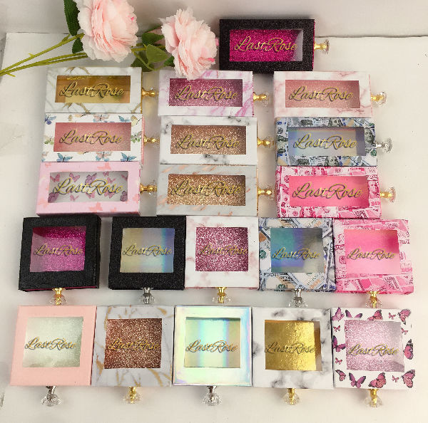 China Custom logo printed eyelash packaging box glitter pull out lash ...
