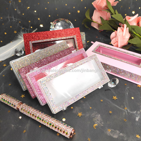 China Custom logo printed eyelash packaging box glitter pull out lash ...