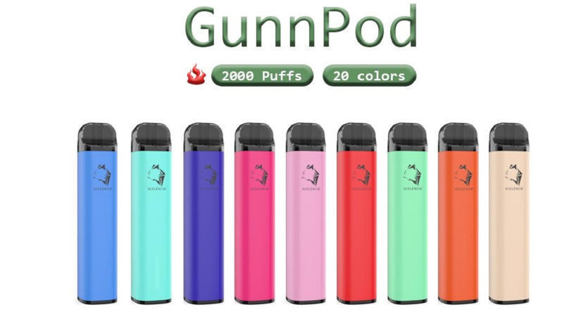 China 2000 puffs disposable e-cigarette Gunnpod vape pen pod device on ...