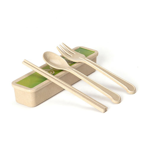 China Biodegradable cutlery set nature rice husk fiber spoon chopstick ...