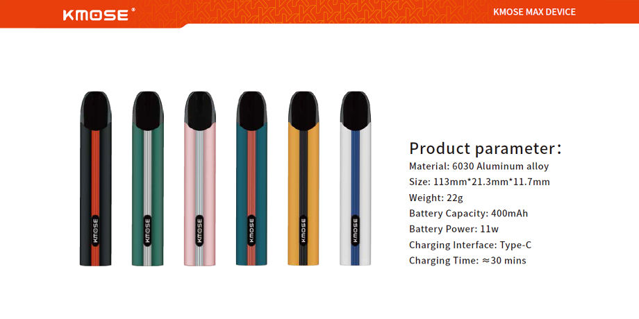 China KMOSE MAX refilled Pod kit rechargeable E-Cigarette Vape device ...