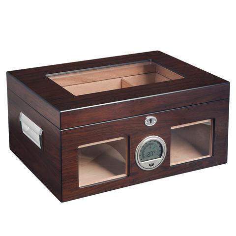 China Customized Glass top Wooden Desktop Cigar Box with Hygrometer and ...