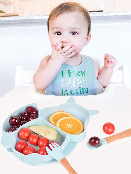 China Silicone Baby Plate Squirrel Three-divided Fork and Spoon ...