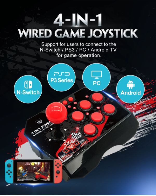 4 in 1Wired TV Video Game Console Switch Joystick Controller Plug and ...