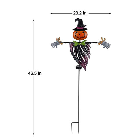 China Outdoor Solar Fall Pumpkin decor metal scarecrow Halloween light ...