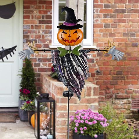 China Outdoor Solar Fall Pumpkin decor metal scarecrow Halloween light ...