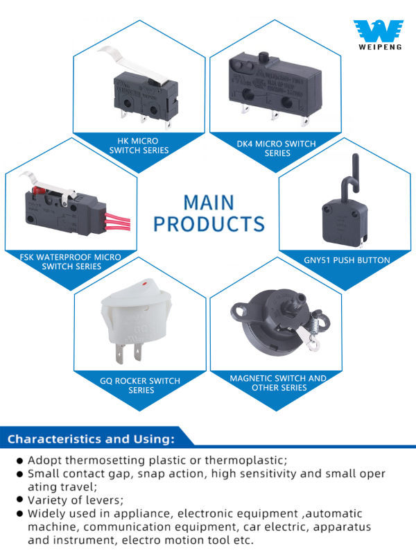 China Sub-miniature snap-action micro switches, up to 5A/10A/21A125 ...