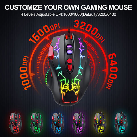 China 6400 high dpi Gaming Mouse Colorful Optical RGB Backlight Wired ...