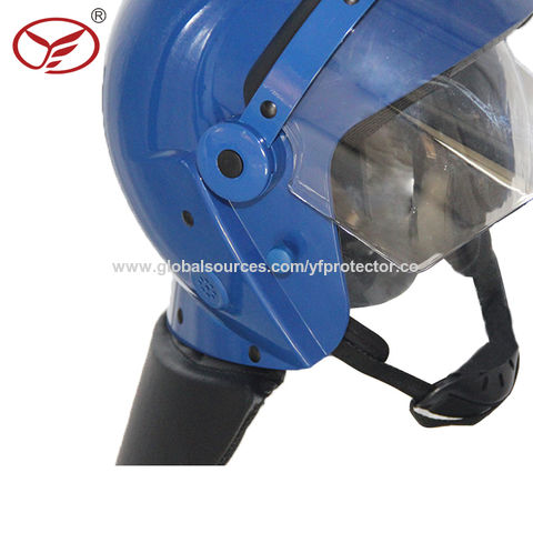 China Straight visor impact resistance Blue riot control helmet,Leather ...
