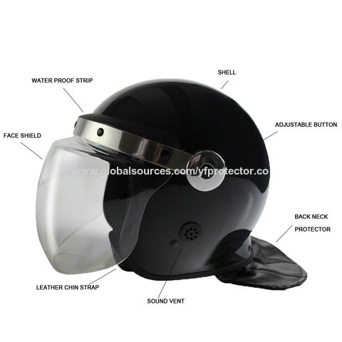 China Straight visor impact resistance Blue riot control helmet,Leather ...