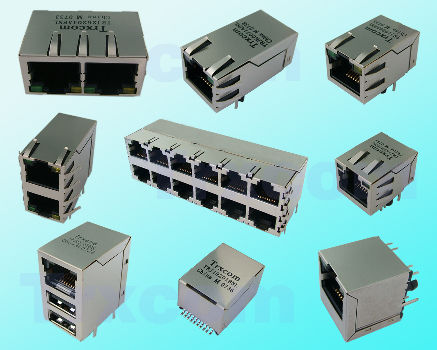 Single RJ45 Modular Jack with Free Sample with LED LU1T516-43LF, RJ45 ...