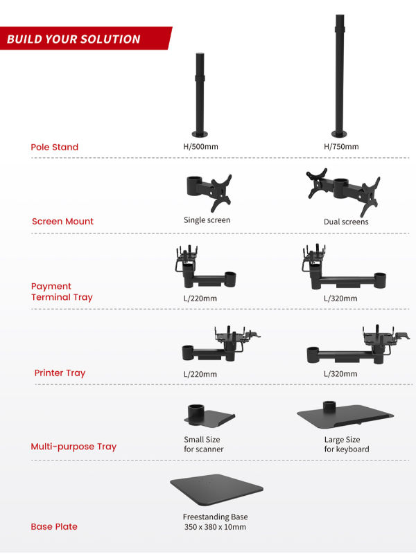 Pos support swivel single monitor stand 360 rotate pole pos mounting ...