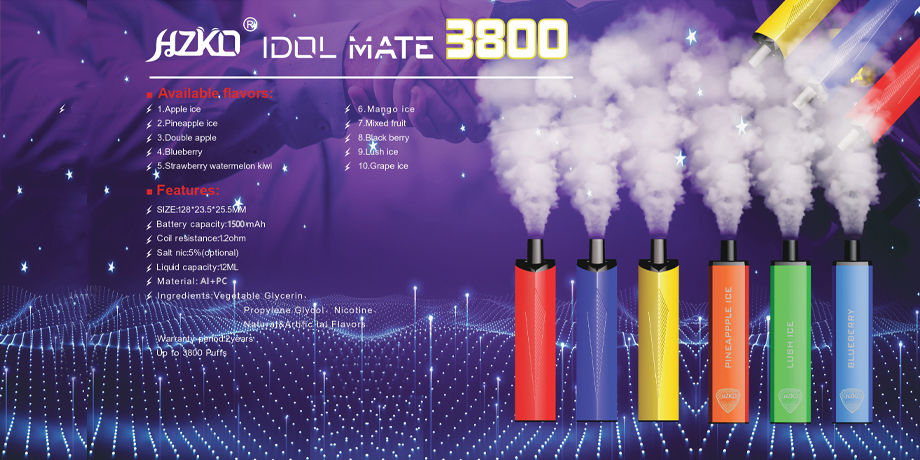 HZKO IDOL MATE Disposable E-cigarettes 1500mAh Battery 3800 Puffs 12ML ...