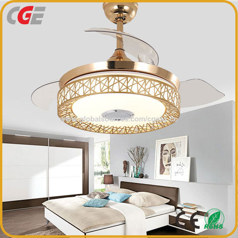 China 42"Black remote control Bluetooth dc retractable blades ceiling ...