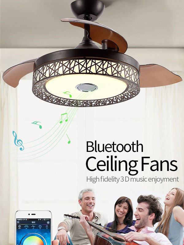 China 42"48" Bluetooth decoration home ceiling fan led with 4 blades on ...