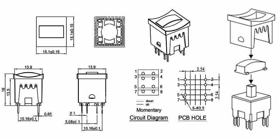 China Honyone PCB Mounted 4P1T Keyboard Switches for Control Panel ...