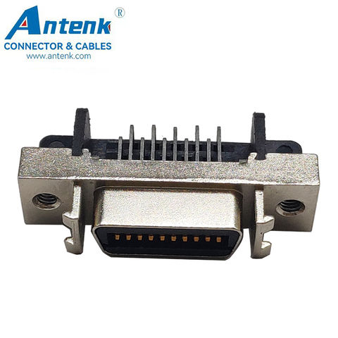 China 1.27mm 14P 20P 36P 68P 100P SCSI HPCN Right Angle Connector on ...
