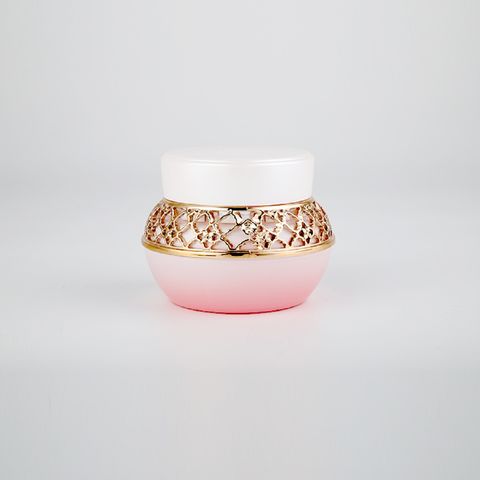 China Cosmetic 50g white square glass cosmetic jar for cream with pink ...