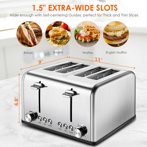 China Unique Design Stainless Steel Bagel Defrost 4 Slice Electric ...