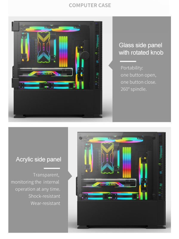 China Gaming Hardware Gabinete Casing Mid Tower Rgb Pc Gamer Oem ...