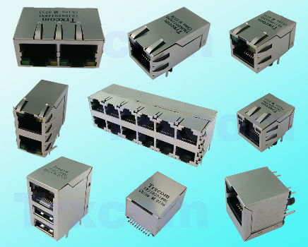 Vertical RJ45 Jack 10/100M RJ45 Connector with Magnetic SI-46001-F with ...