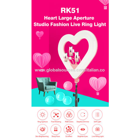 China 13" heart- shaped RGB ring light with 160cm reverse tripod on ...