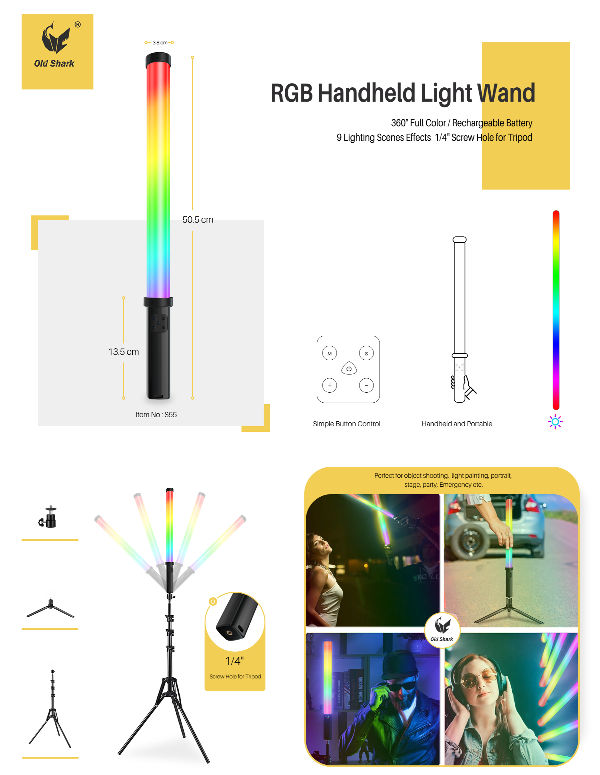 China RGB Handheld light wand will darken or brighten according to the ...