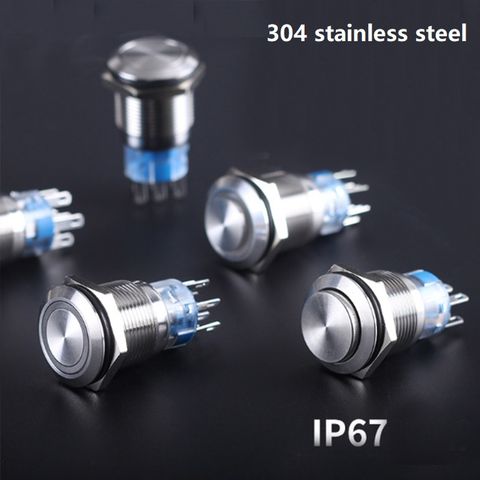 China IP67 16/19mm waterproof momentary metal Pushbutton Switch with flat head on Global Sources ...