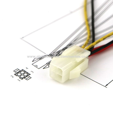 Taiwan Molex 4.2mm Pitch 4 Way 2 Row Male Power Connector Custom Cable ...