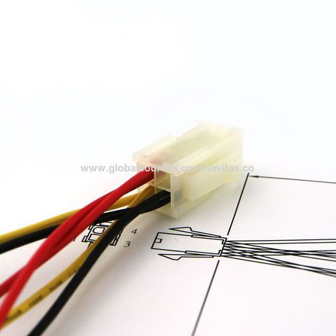 Taiwan Molex 4.2mm Pitch 4 Way 2 Row Male Power Connector Custom Cable ...