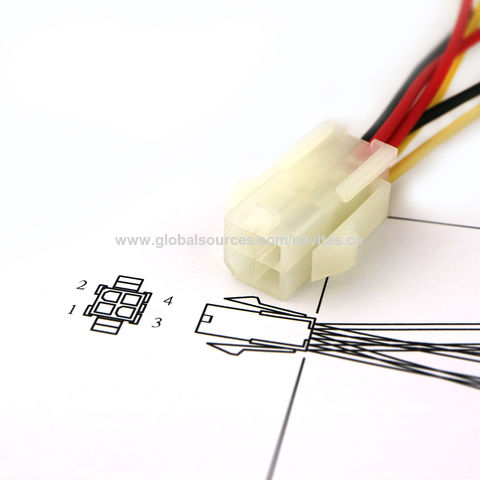 Taiwan Molex 4.2mm Pitch 4 Way 2 Row Male Power Connector Custom Cable ...
