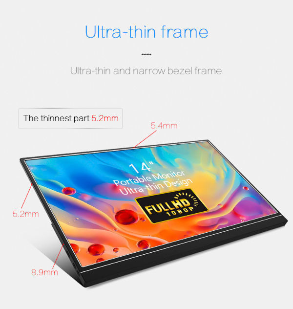 China 14" inch lcd monitor with full hd 1920*1080p super thin portable ...