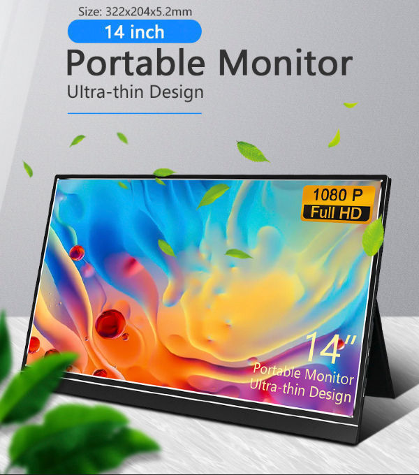 China 2021 new product oem portable gaming monitor 14" type-c for ...