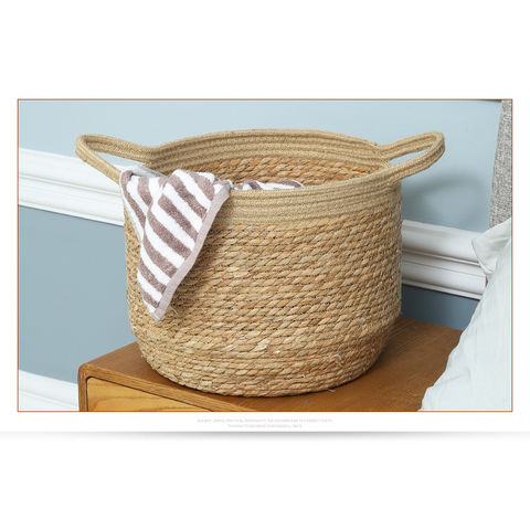 China Customize High quality natural cattail and jute storage basket ...