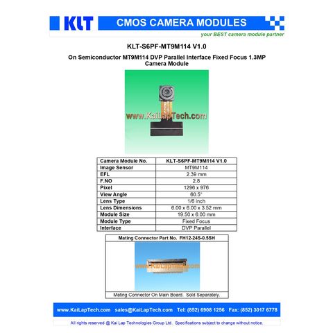 Hong Kong SAR KLT-S6PF-MT9M114 V1.0 On Semiconductor MT9M114 DVP ...