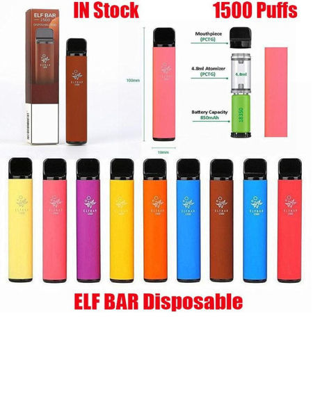 Elf bar electronic cigarettes, 2% salt nicotine 1500 Puffs Disposable ...