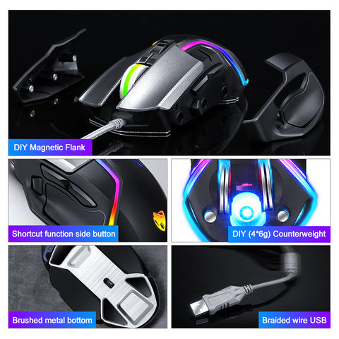 China Programmable DIY Magnetic Flank Mouse Wired 8D Gaming Mouse LED ...