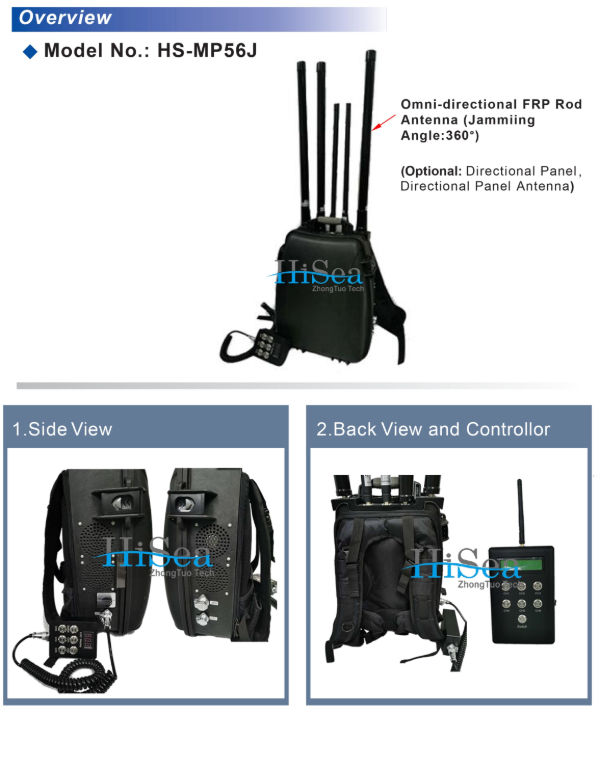 China Menpack CellPhone 4G Jammer, CDMA GMS 2G 3G 5 Antennas with Built ...