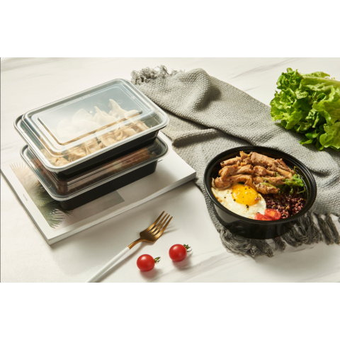 China Black bottom food containers with clear lid eco lunch box plastic ...