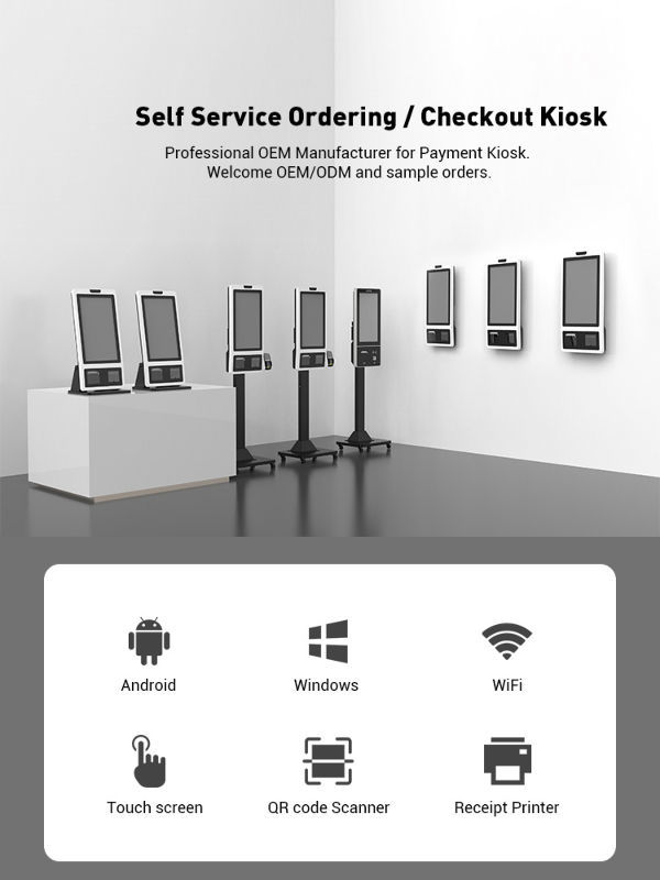 China 21.5-Inch Checkout Machine Self service Ordering Kiosk with EFT ...