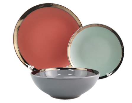 16pcs ceramic stoneware round crockery dinnerware set with solid color ...